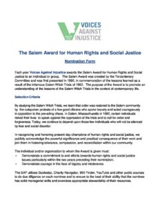 2020 Salem Award Nomination Form Fillable | Voices Against Injustice